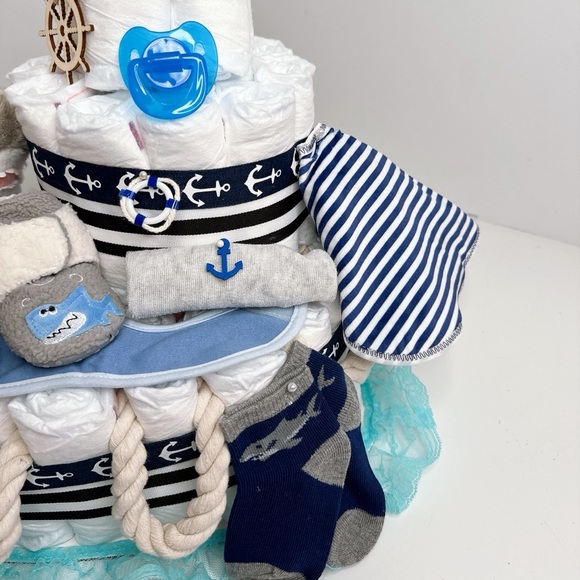 Handmade | Accessories | Ship Diaper Cake Shark Diaper Cake | Poshmark